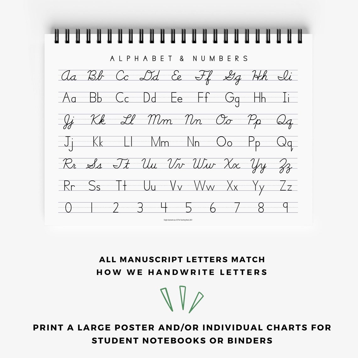 Cursive & Manuscript Print Handwriting Chart | Horizontal Printable ...