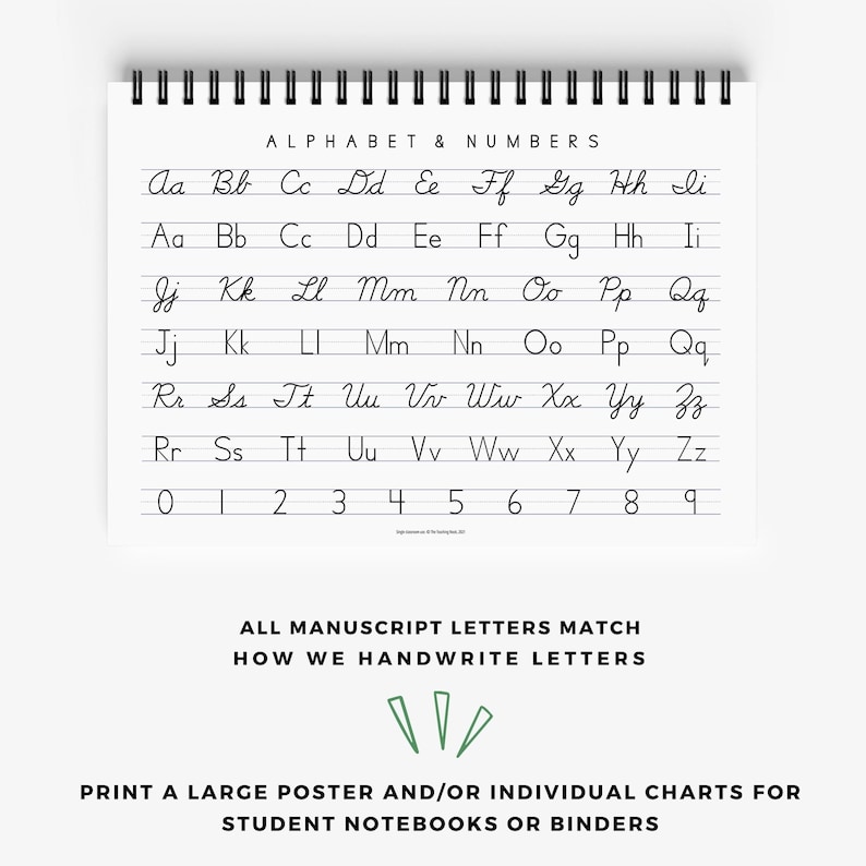 Cursive & Manuscript Print Handwriting Chart | Horizontal Printable ...