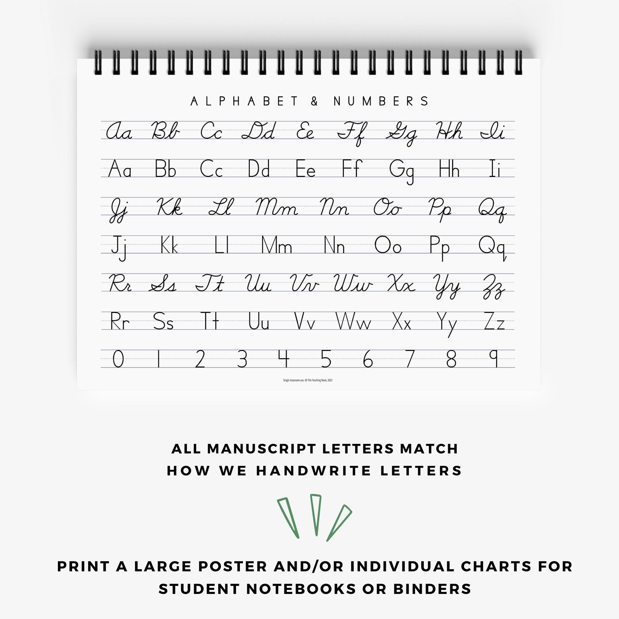 Cursive & Manuscript Print Handwriting Chart | Horizontal Printable ...