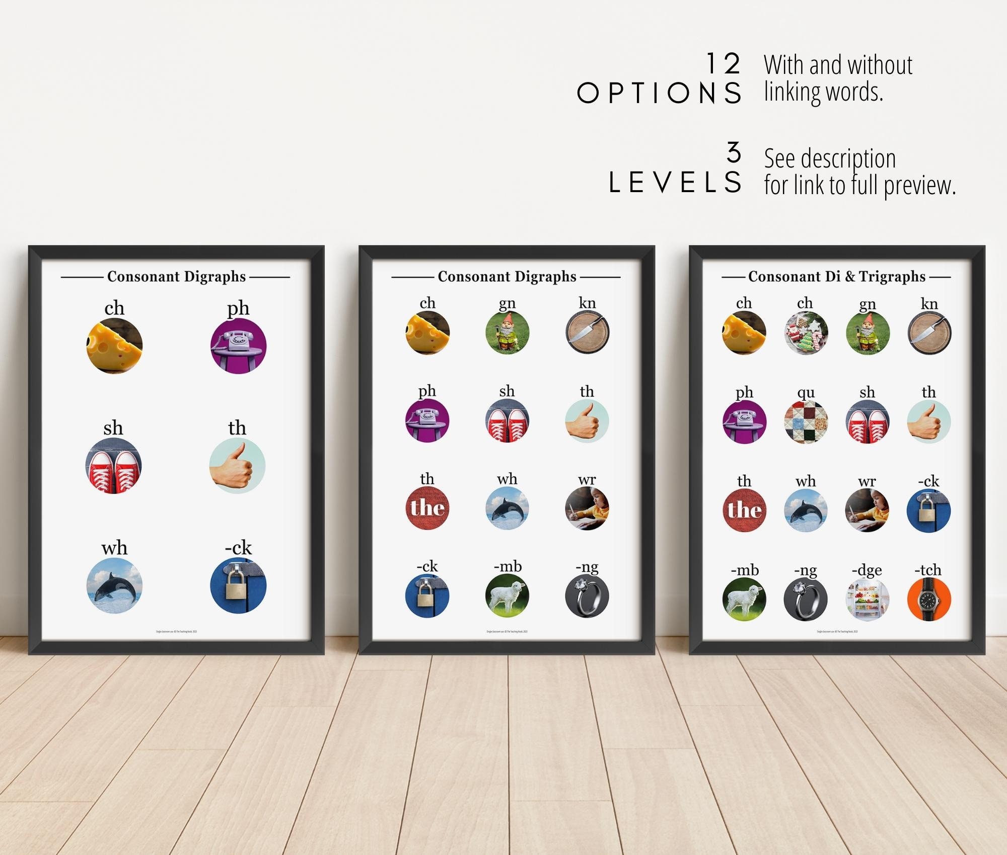 Phonics Chart Pack (alphabet, Digraphs, Blends, Vowel Teams, R ...