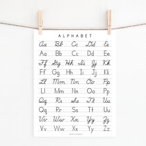 Cursive & Manuscript Print Handwriting Chart | Minimalist Printable ...