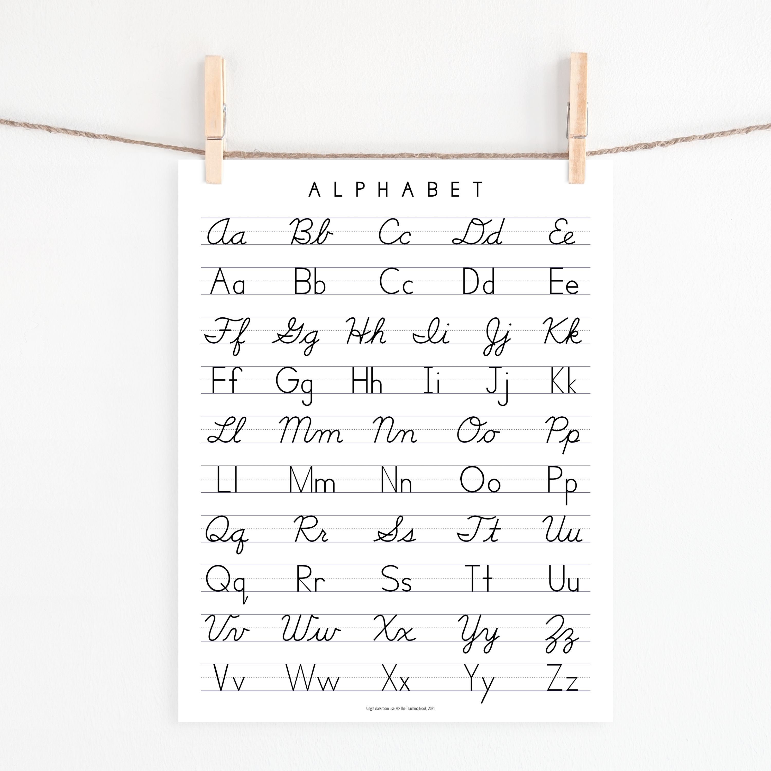 Cursive & Manuscript Print Handwriting Chart | Minimalist Printable ...