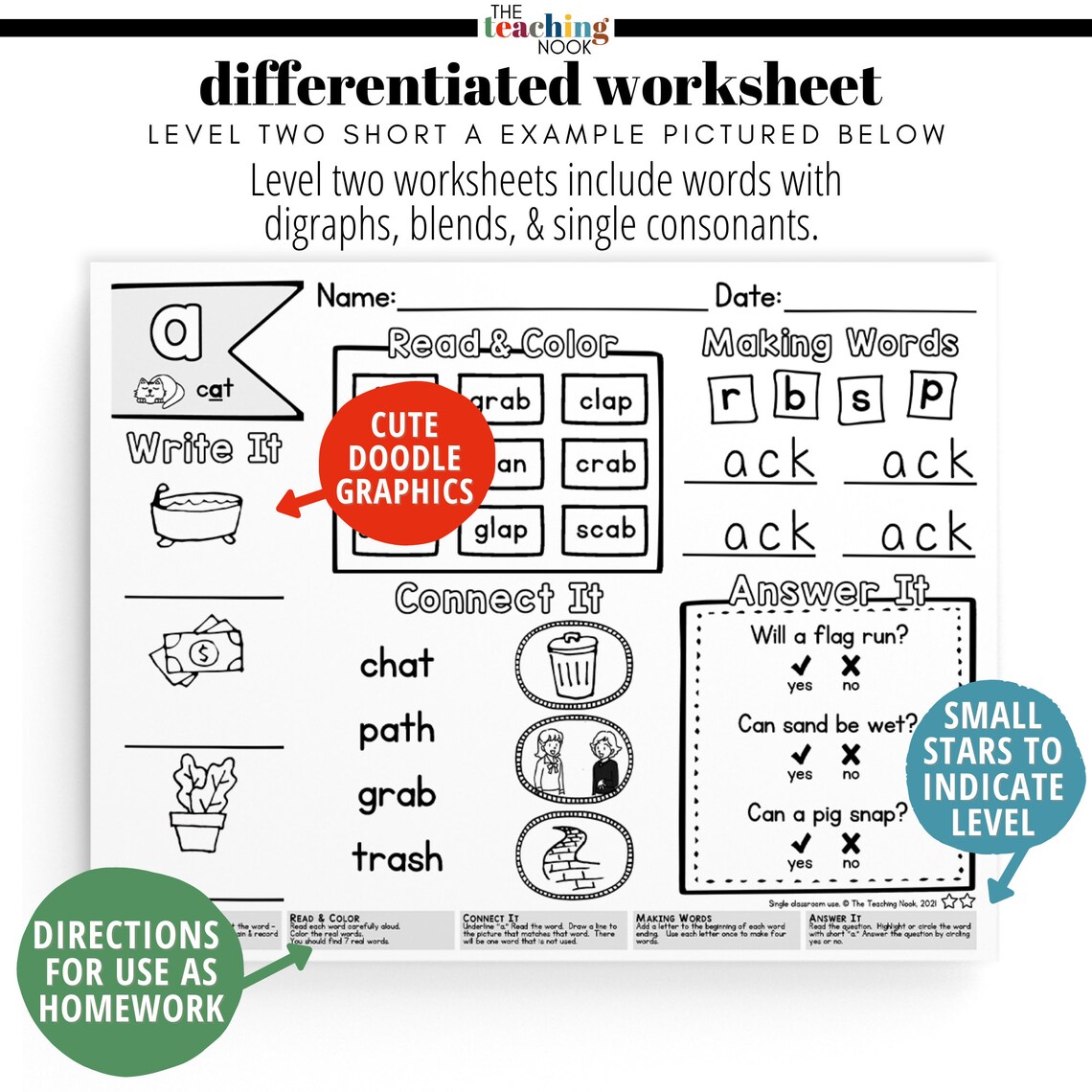 Short & Long A Bundle Primary Differentiated Worksheets Activities ...