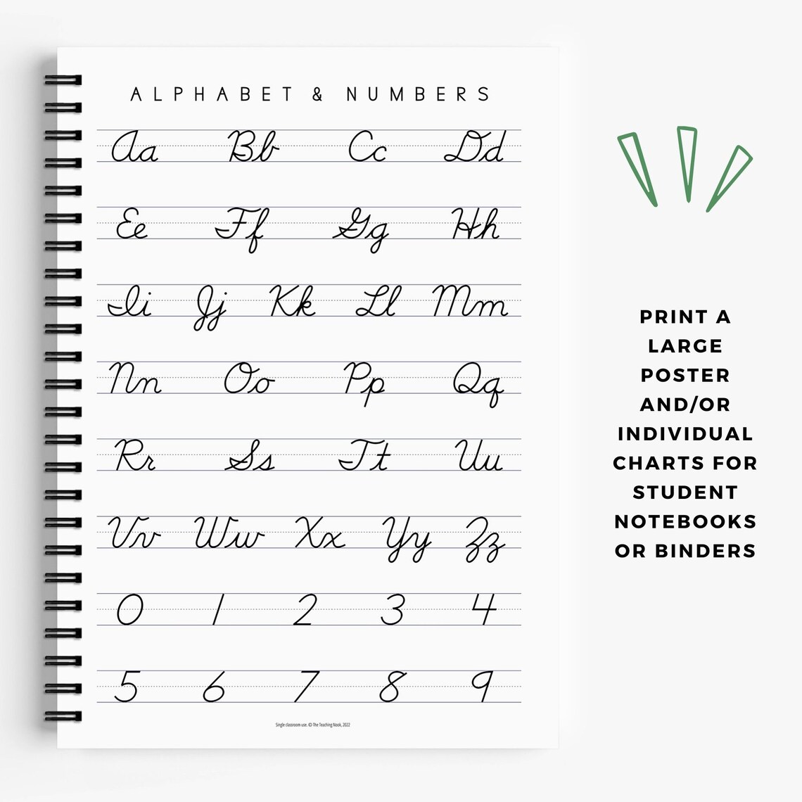Cursive Handwriting Chart Minimalist Printable Alphabet ABC Poster ...