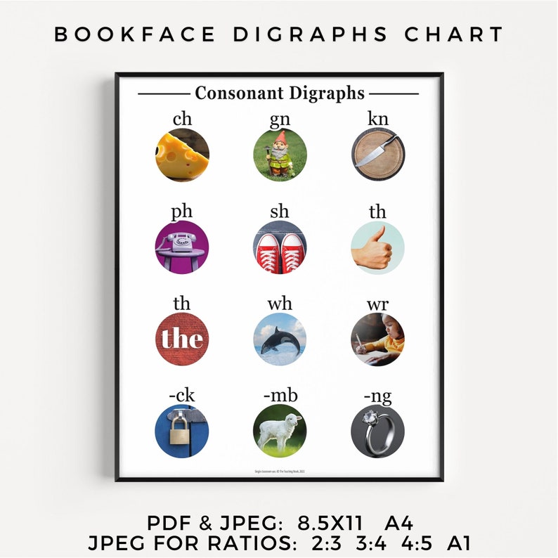 Digraphs Photo Phonics Chart (level 2) | Montessori Chart | Educational ...