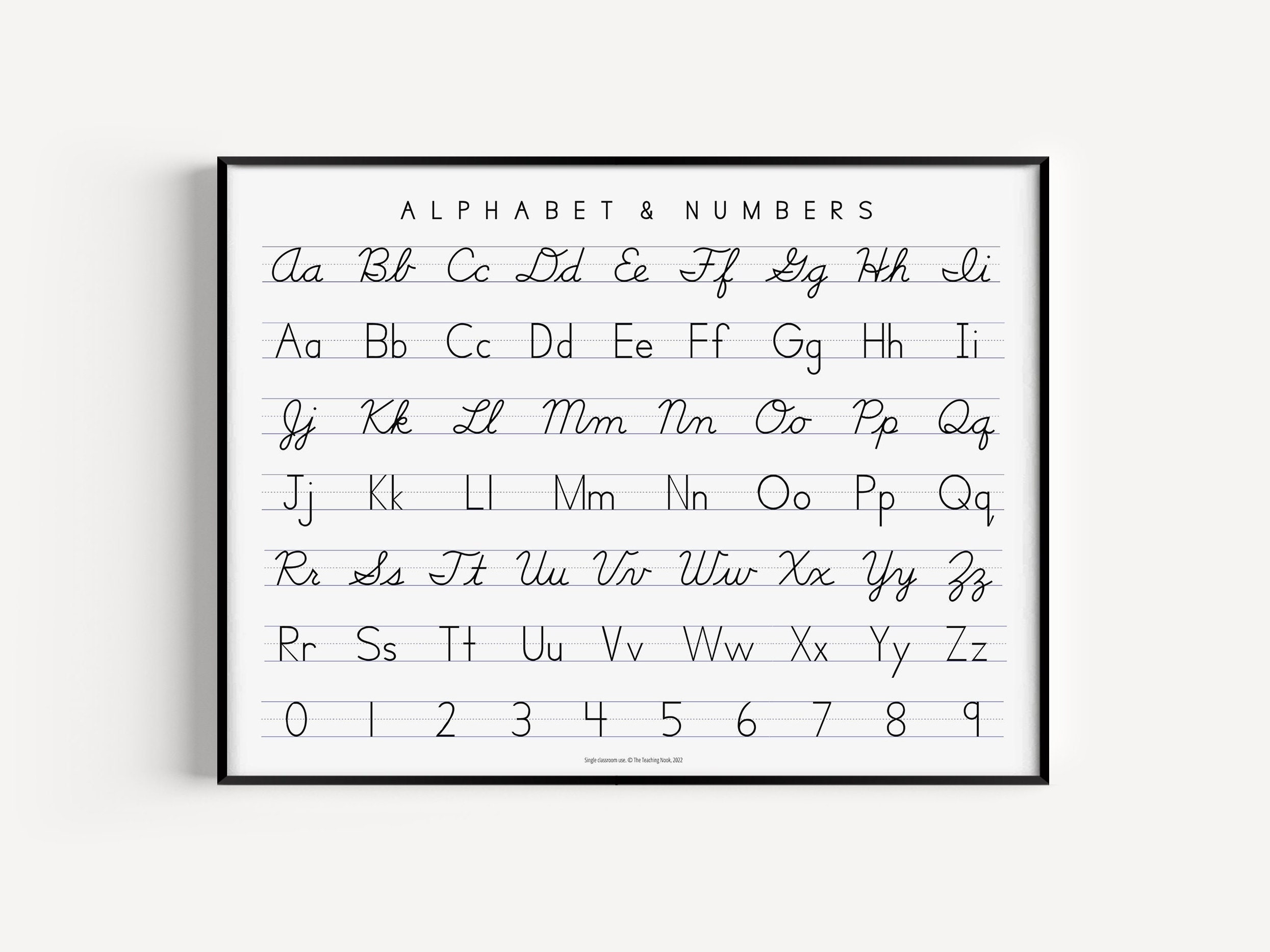 Cursive & Manuscript Print Handwriting Chart Landscape | Horizontal ...