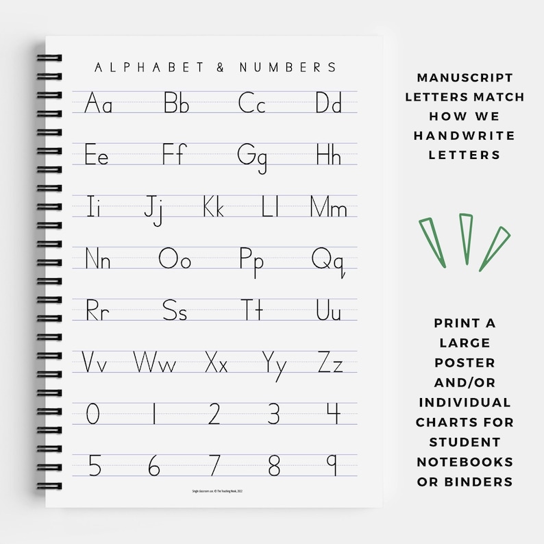 Manuscript Print Handwriting Chart | Minimalist Printable Alphabet ABC ...