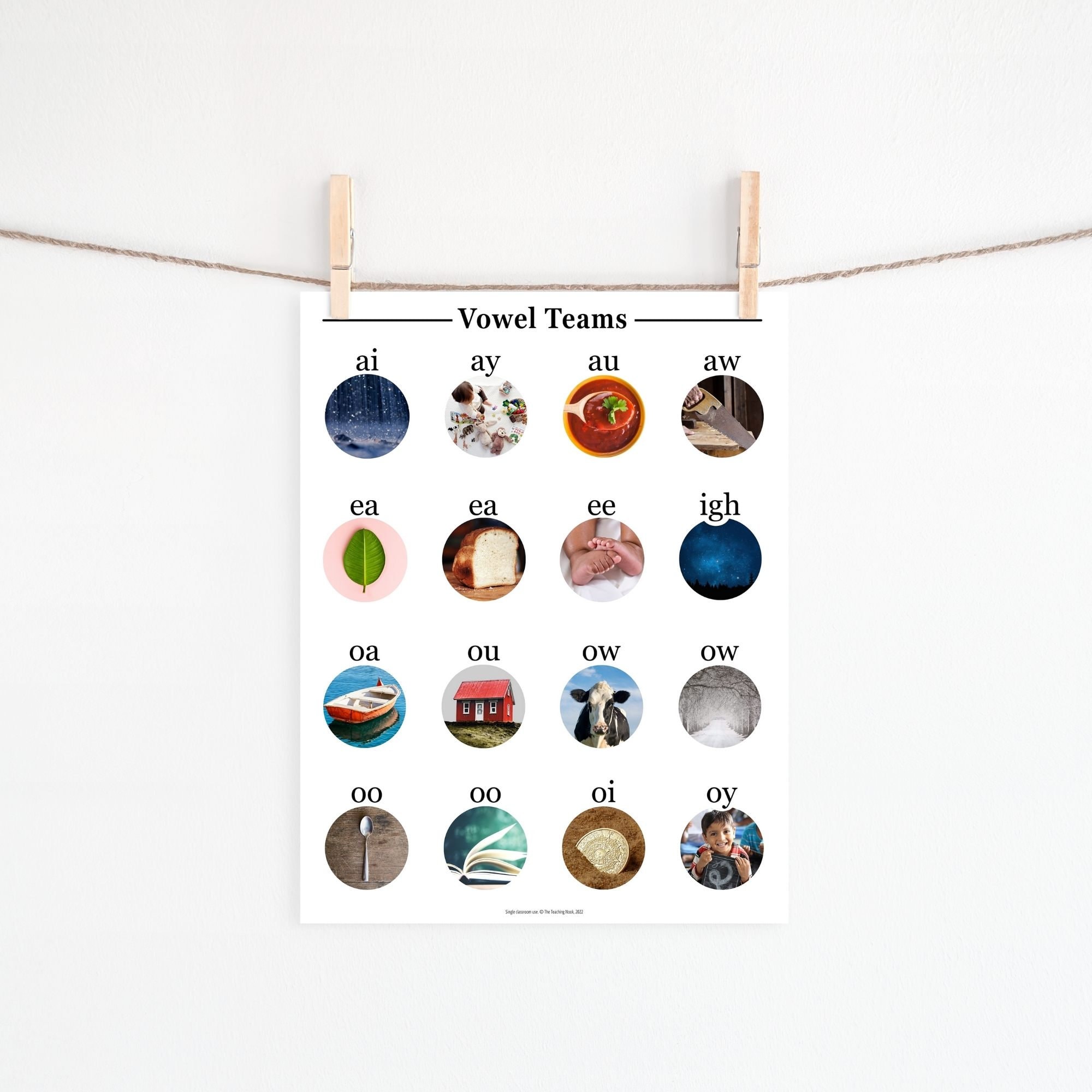 Vowel Teams Photo Phonics Poster (level 1) | Minimalist Montessori ...