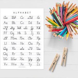 Cursive & Manuscript Print Handwriting Chart | Minimalist Printable ...