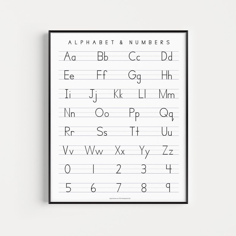 Manuscript Print Handwriting Chart | Minimalist Printable Alphabet ABC ...