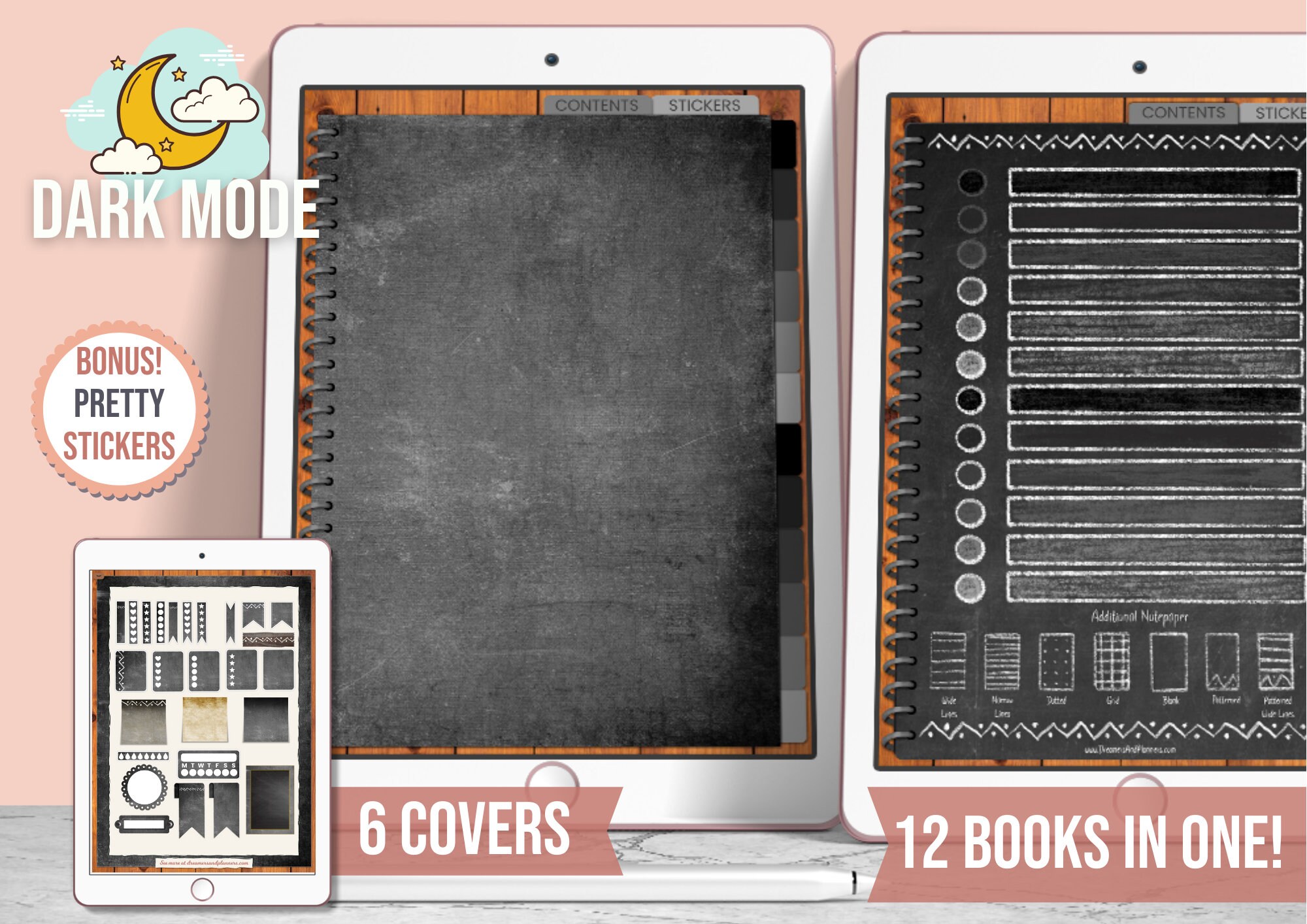 Dark Mode CHALKBOARD DIGITAL NOTEBOOK Goodnotes, Digital Journal ...