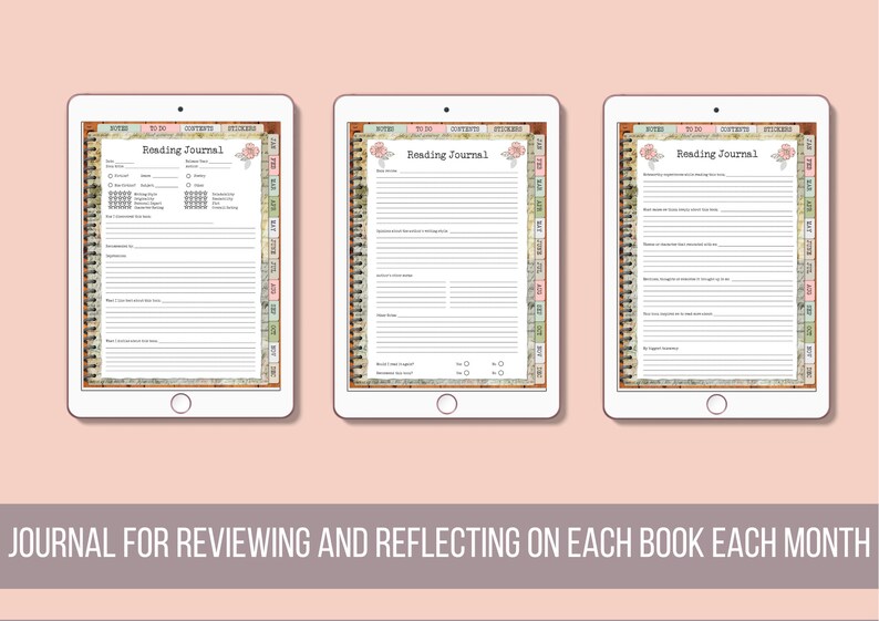 READING JOURNAL Digital Goodnotes Digital Book Planner - Etsy