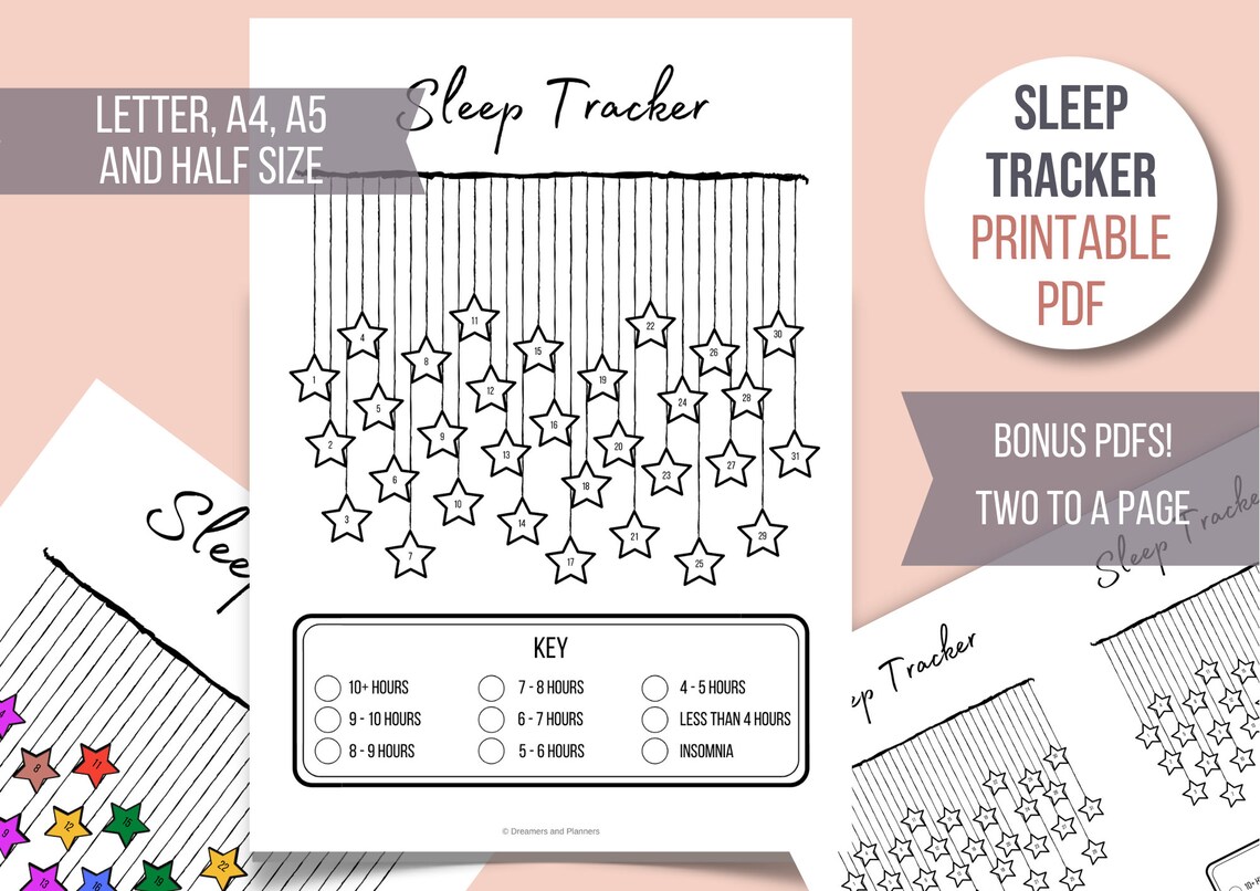 SLEEP TRACKER Printable Tracker Habit Tracker sleep log Bullet | Etsy