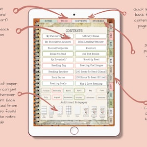 READING JOURNAL Digital Goodnotes, Digital Book Planner, Digital Tabs ...