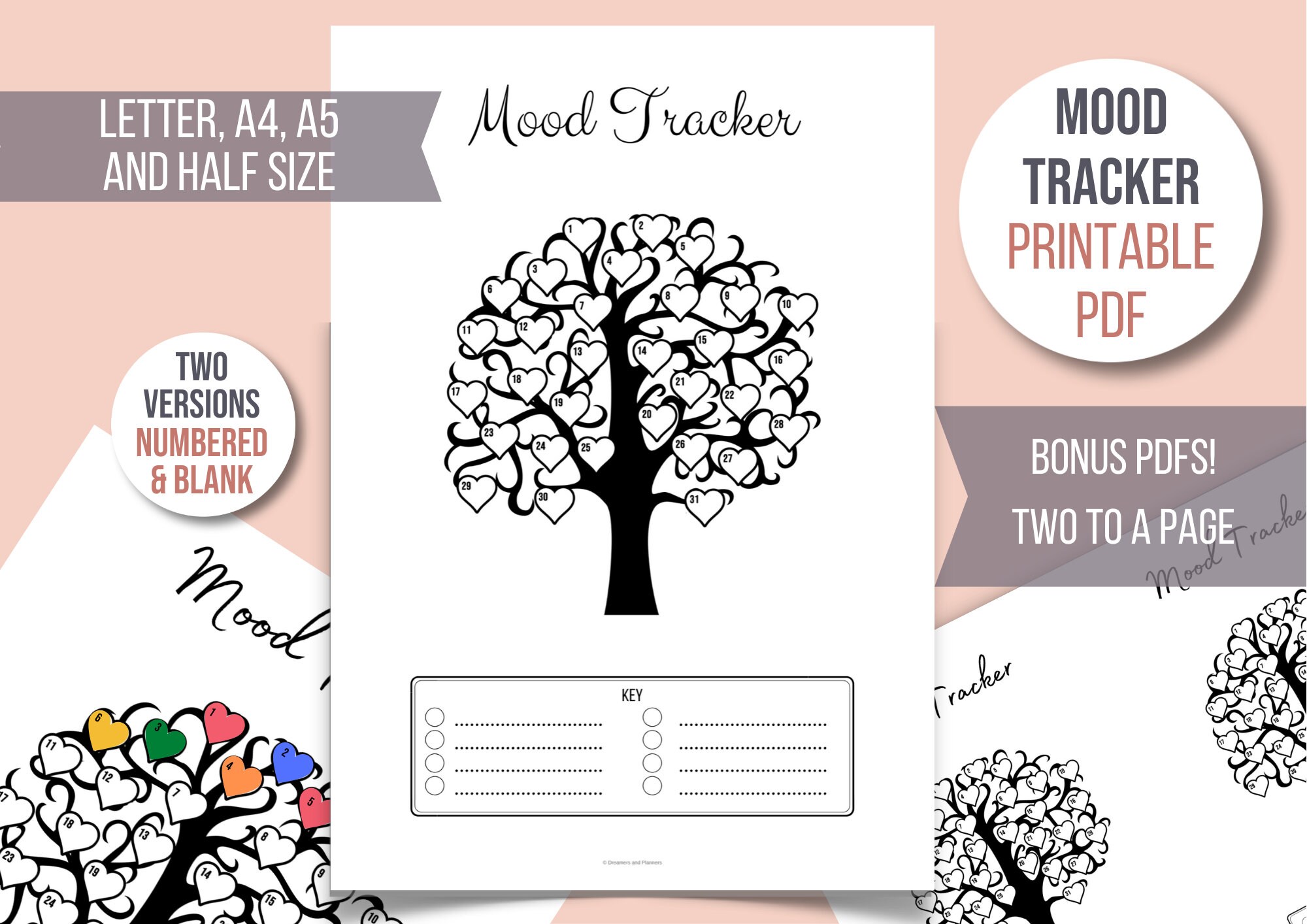 MOOD TRACKER Printable Tracker Habit Tracker Goal Tracker Bullet ...