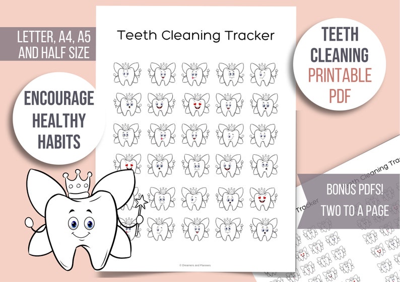 TEETH CLEANING Printable Tracker healthy teeth list habit | Etsy
