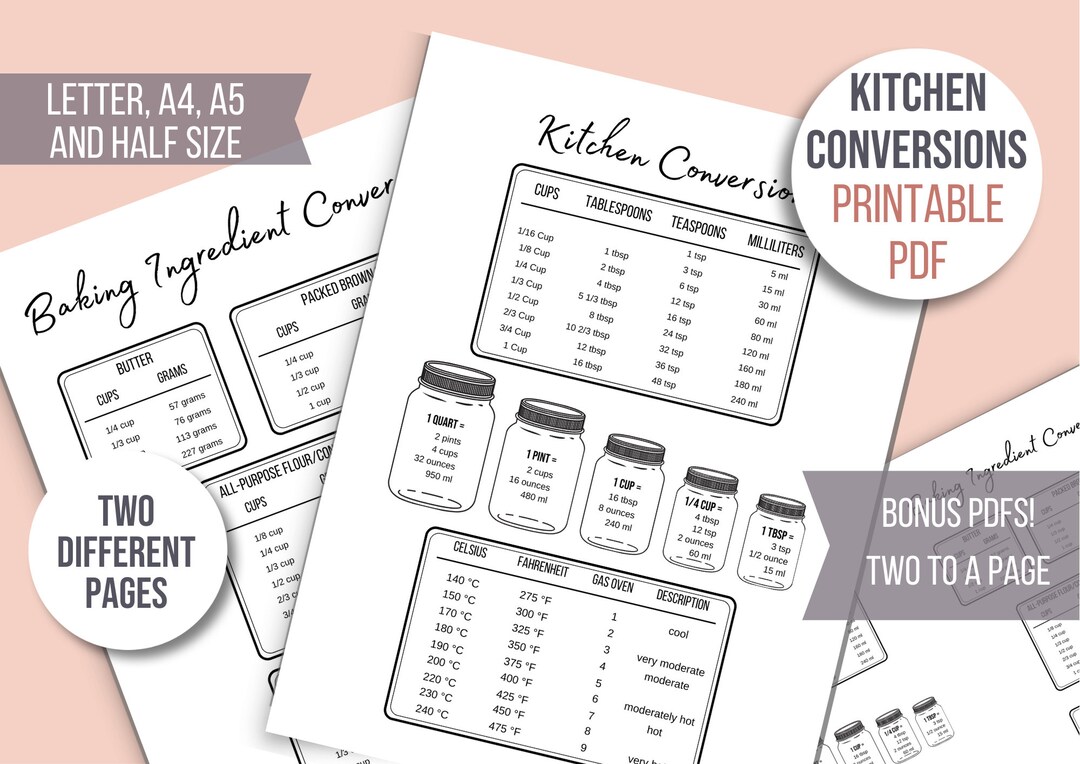 KITCHEN CONVERSIONS Printable Oven Conversion Chart Baking Conversion ...