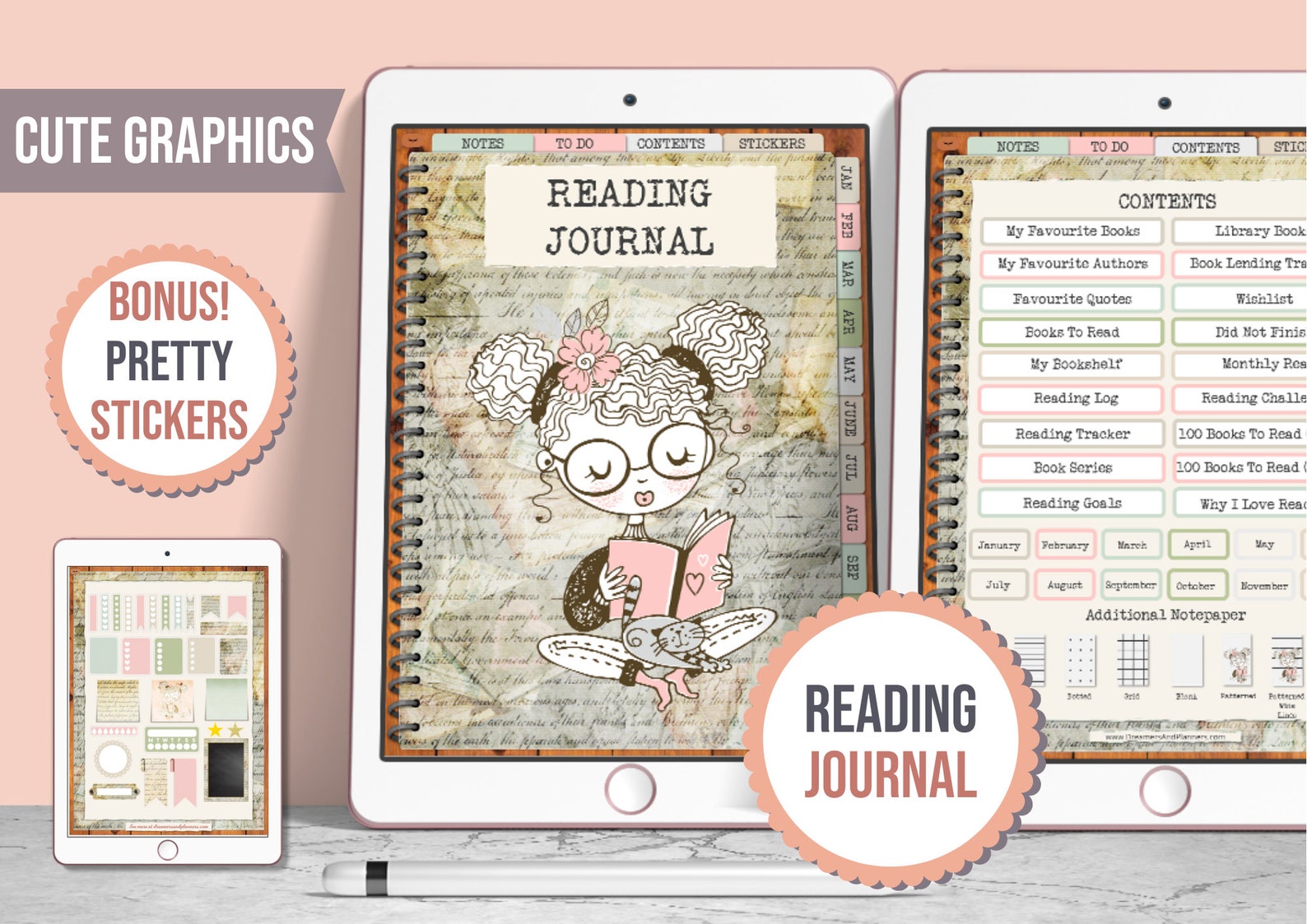 READING JOURNAL Digital Goodnotes Digital Book Planner - Etsy