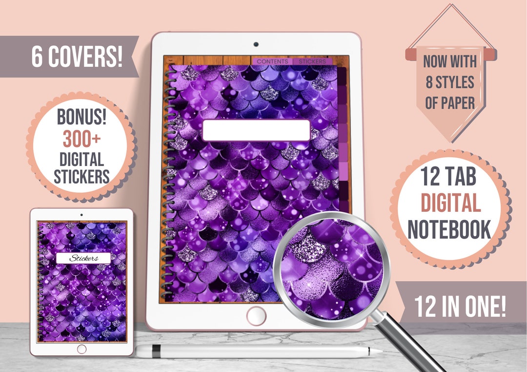 Purple MERMAID Print DIGITAL NOTEBOOK Goodnotes, Digital Diary Journal ...