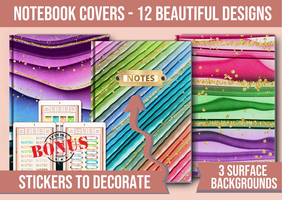12 Rainbow Ink Digitale Notebook Cover, Goodnotes Digitale Notebook ...