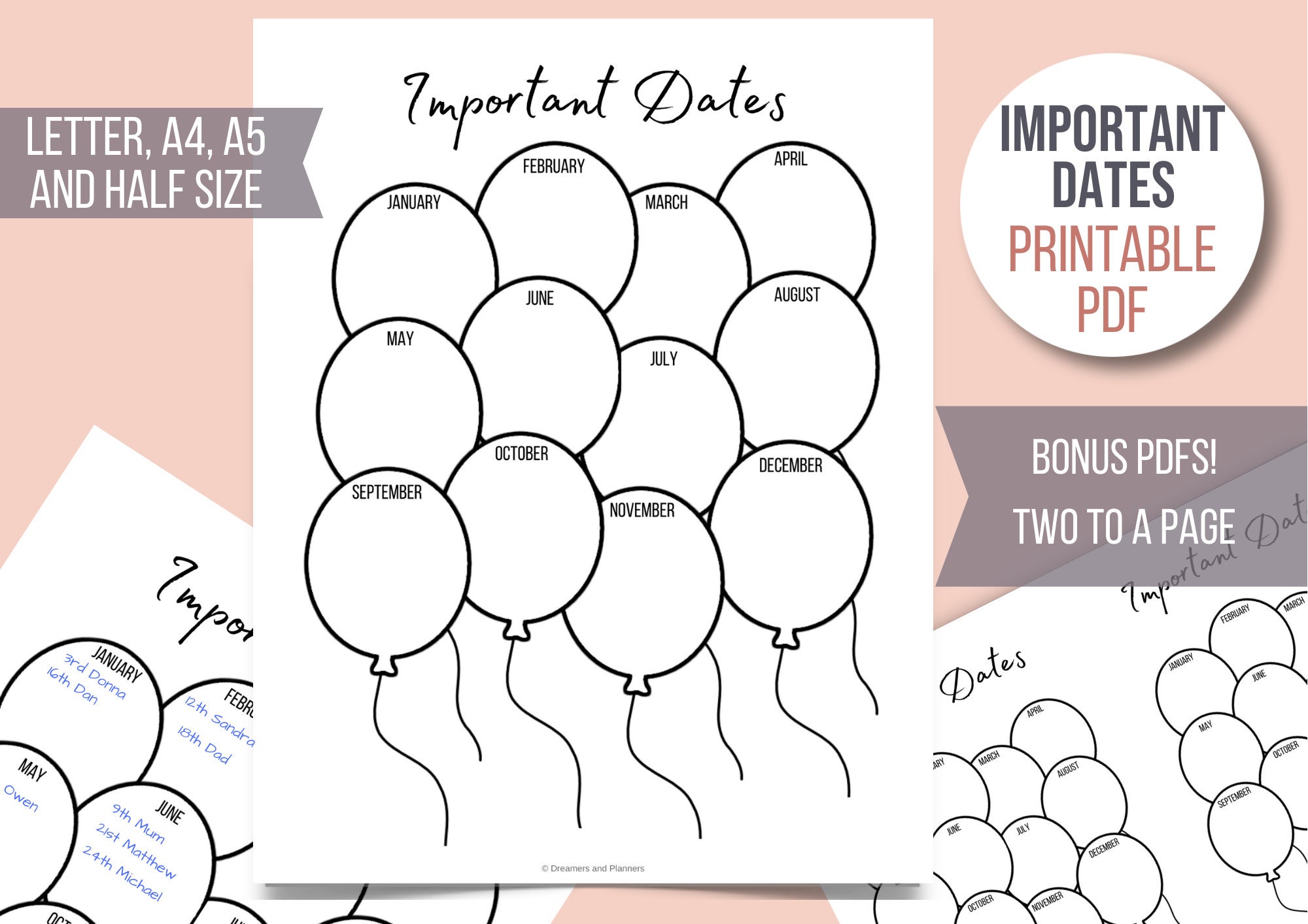 IMPORTANT DATES Printable to Remember Birthday List - Etsy