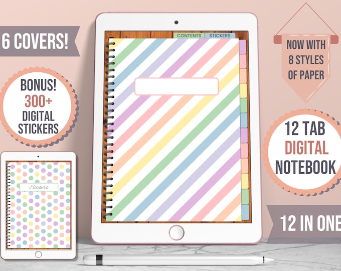 Rainbow DIGITAL NOTEBOOK Goodnotes, Digital Diary Journal, Digital Tabs ...
