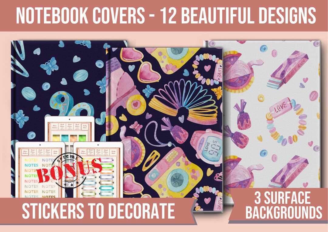 12 RETRO 90S Digital Notebook Covers, Goodnotes Digital 90's Retro ...