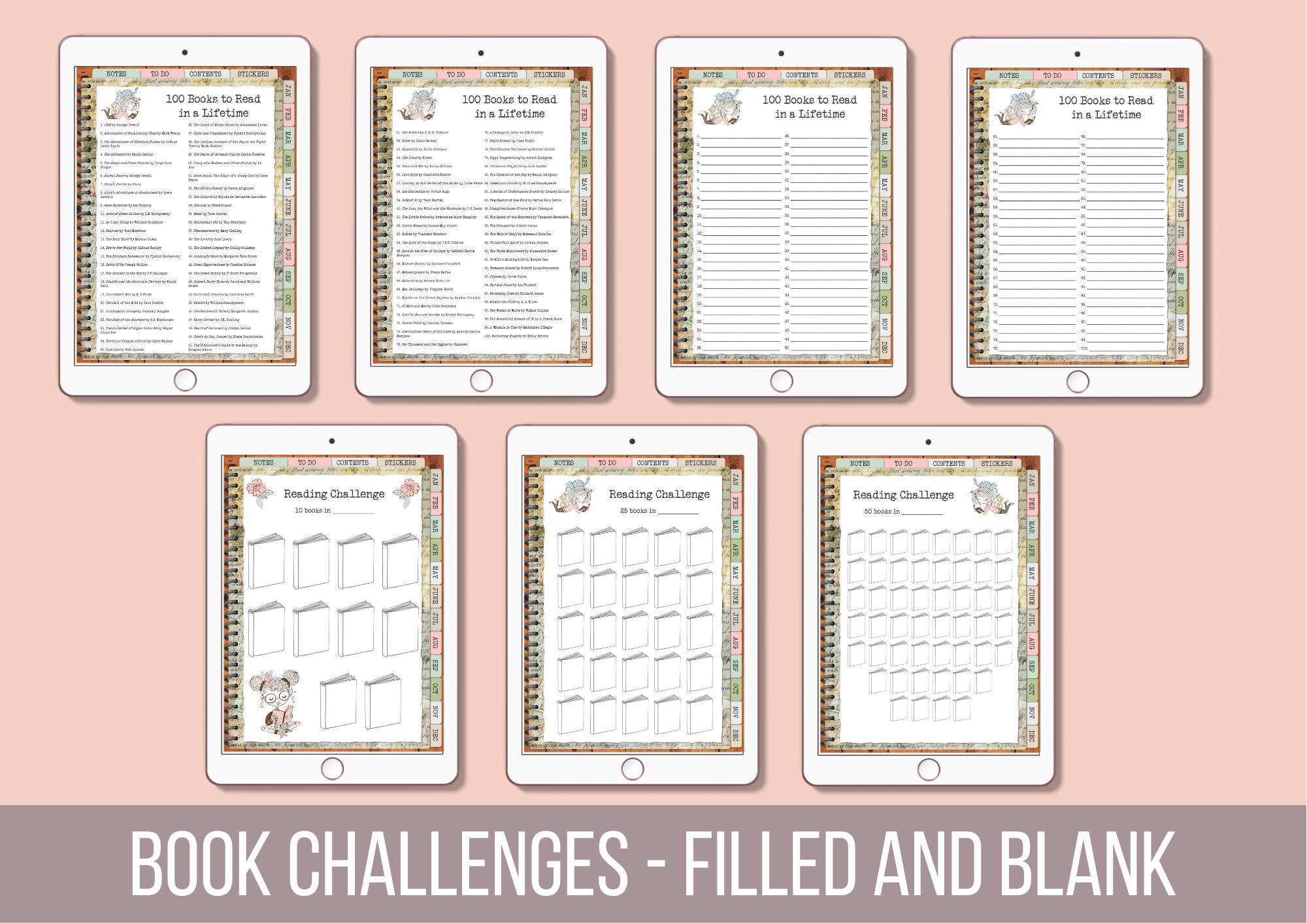 READING JOURNAL digital goodnotes digital book planner | Etsy