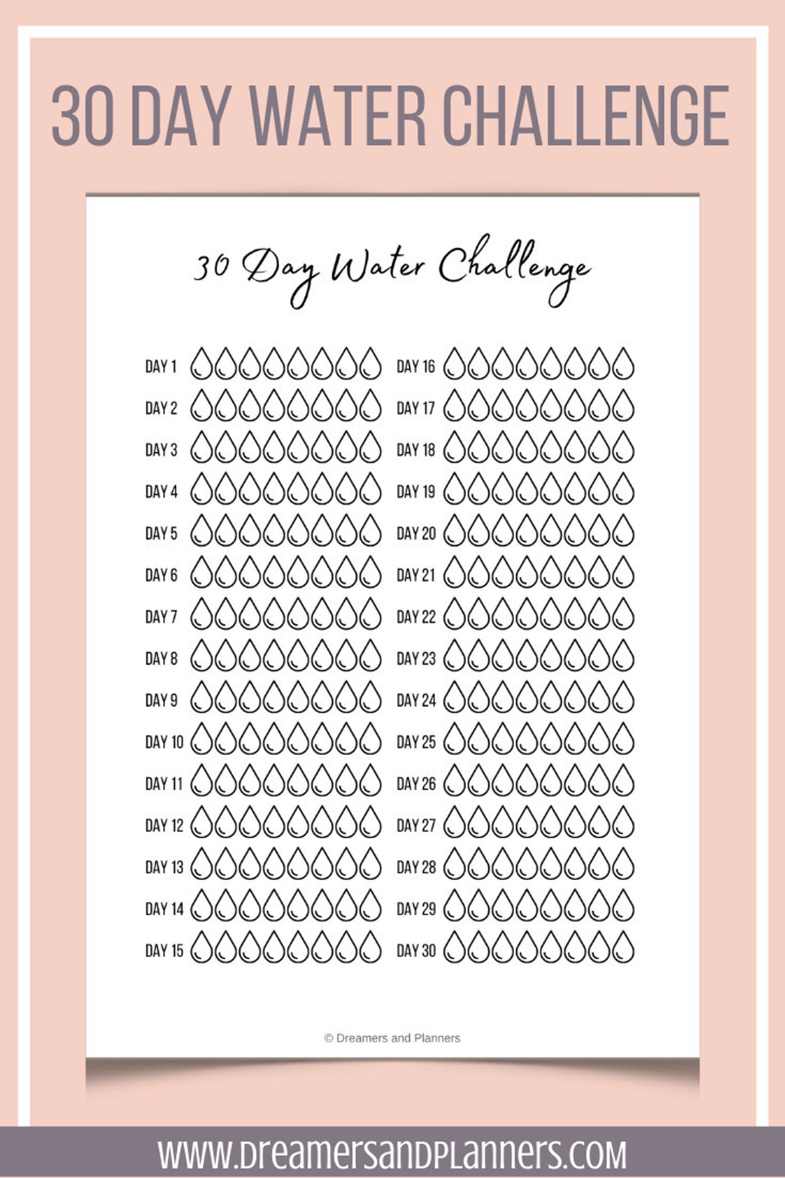 WATER CHALLENGE Printable Habit Tracker Hydration Tracker | Etsy