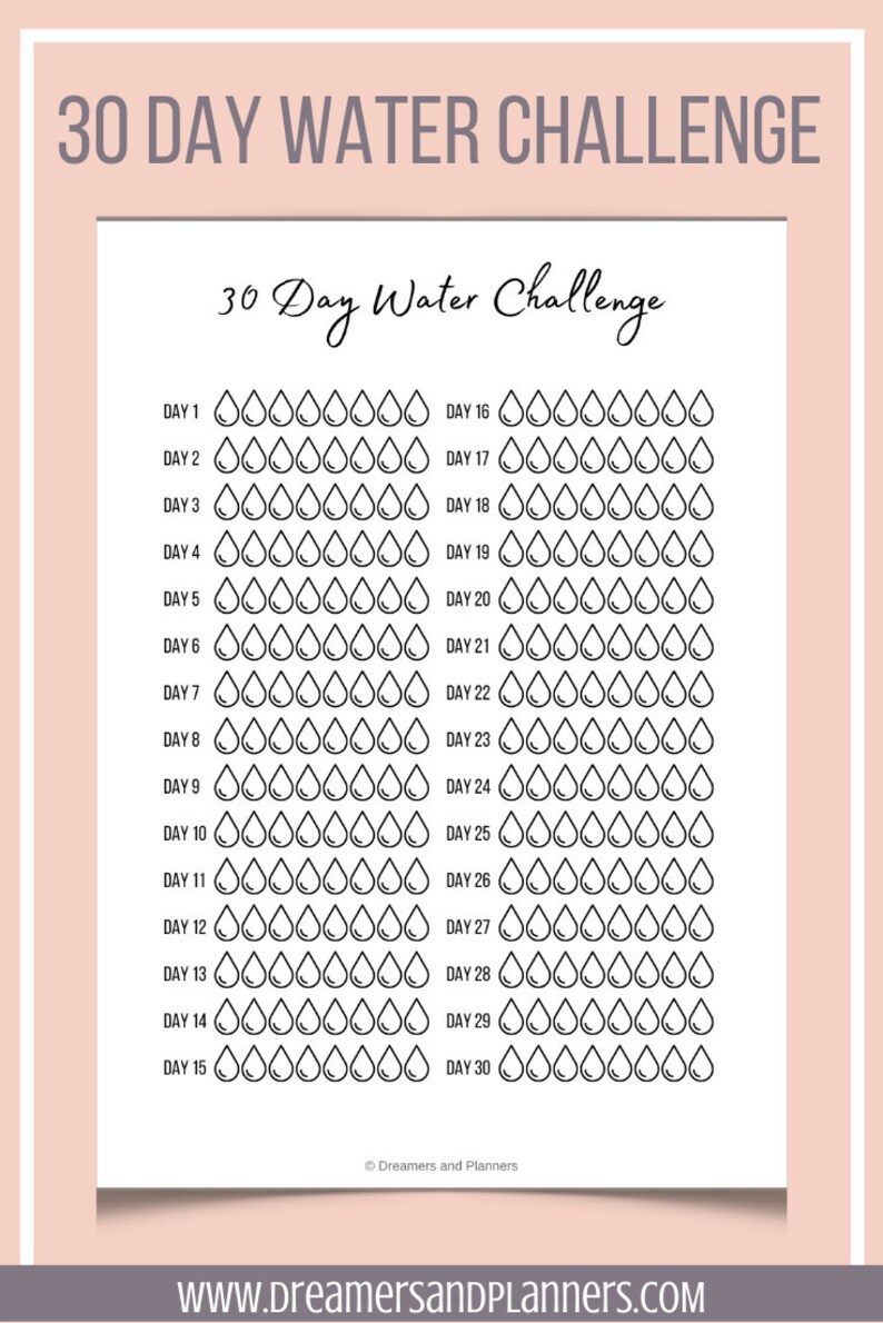 WATER CHALLENGE Printable Habit Tracker Hydration Tracker | Etsy