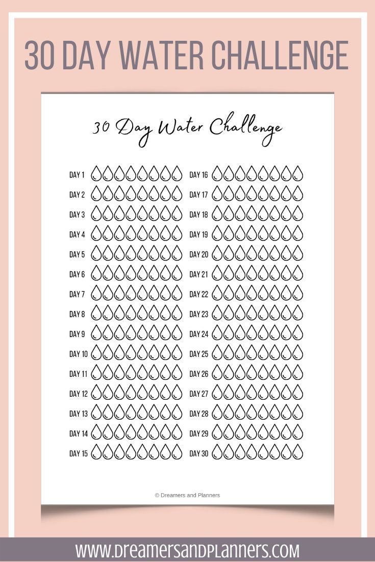 WATER CHALLENGE Printable Habit Tracker Hydration Tracker | Etsy