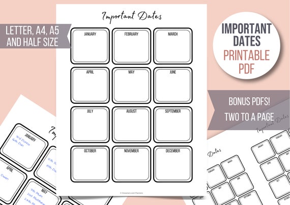 IMPORTANT DATES Printable to Remember Birthday List - Etsy