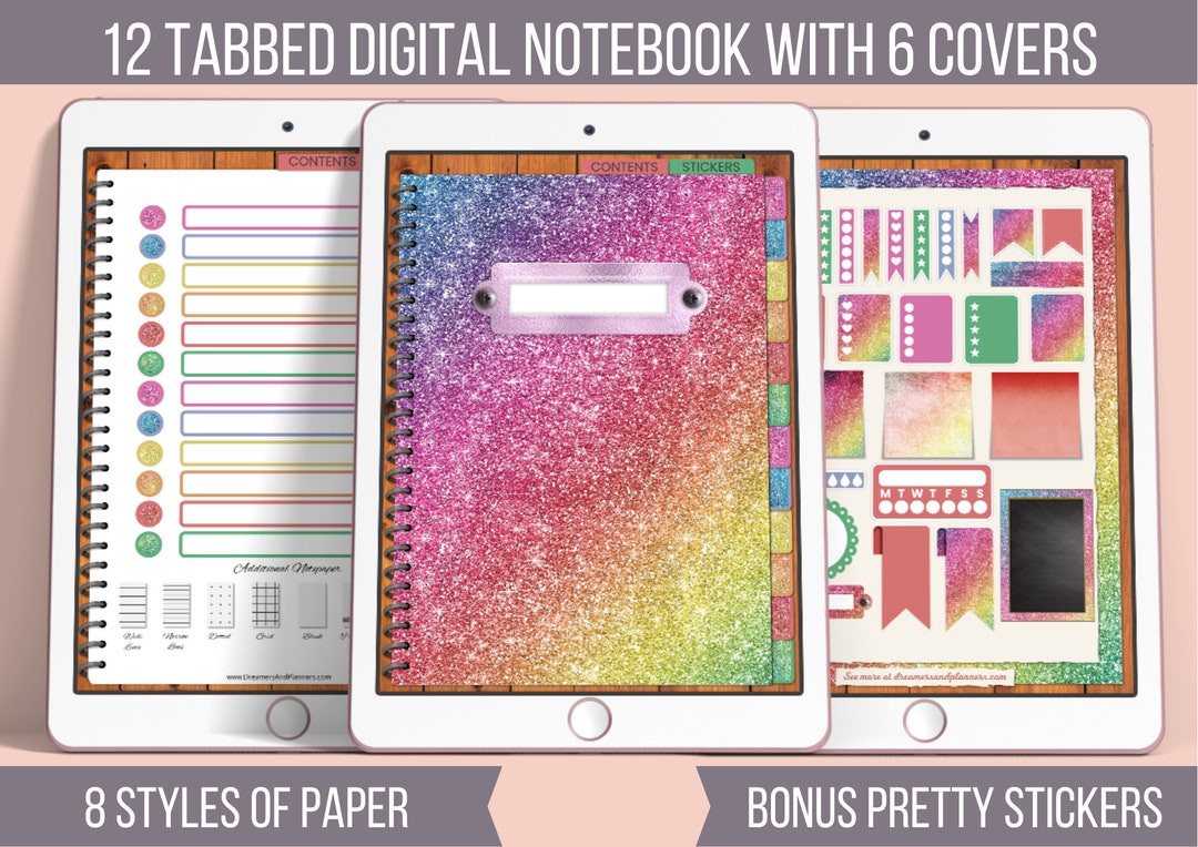 Rainbow Glitter DIGITAL NOTEBOOK Goodnotes Digital Journal - Etsy UK