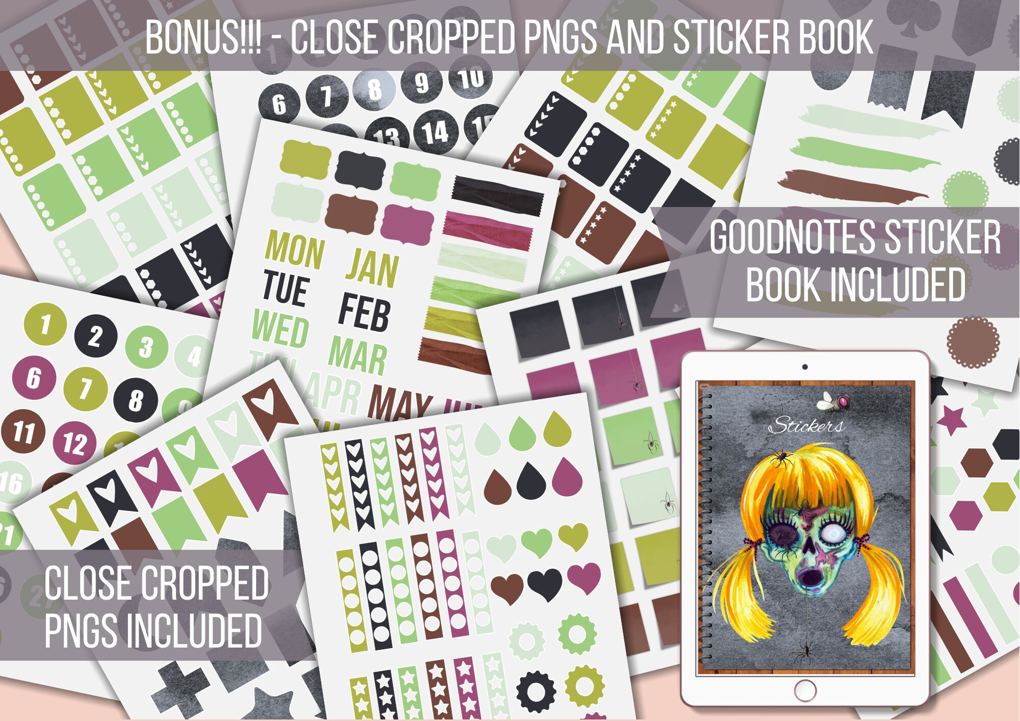 Zombie DIGITAL NOTEBOOK Goodnotes Digital Diary Journal - Etsy