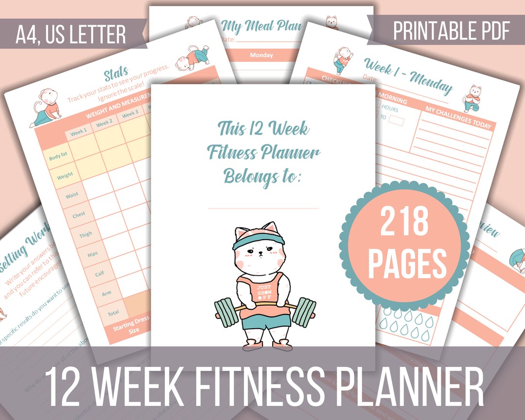 12 Week FITNESS PLANNER Printable Fitness Planner Exercise - Etsy