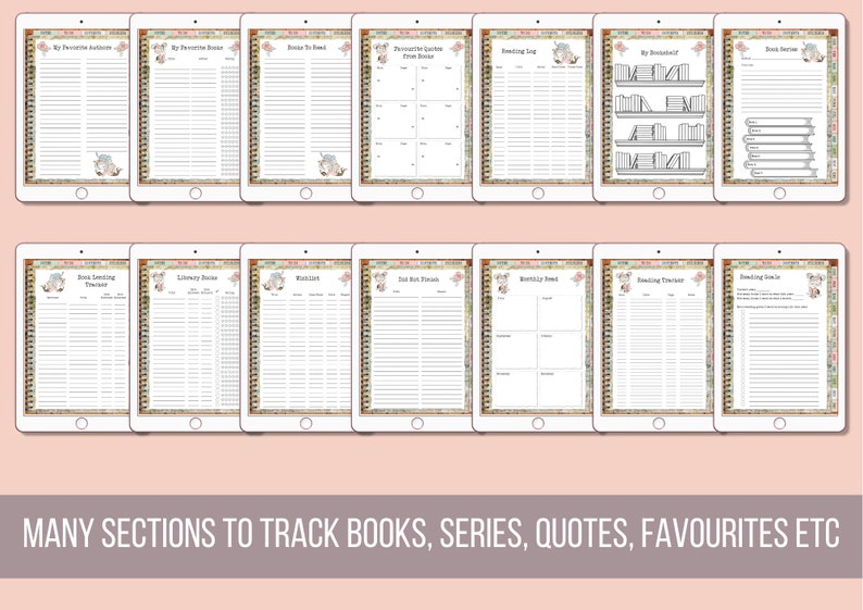 READING JOURNAL Digital Goodnotes Digital Book Planner - Etsy