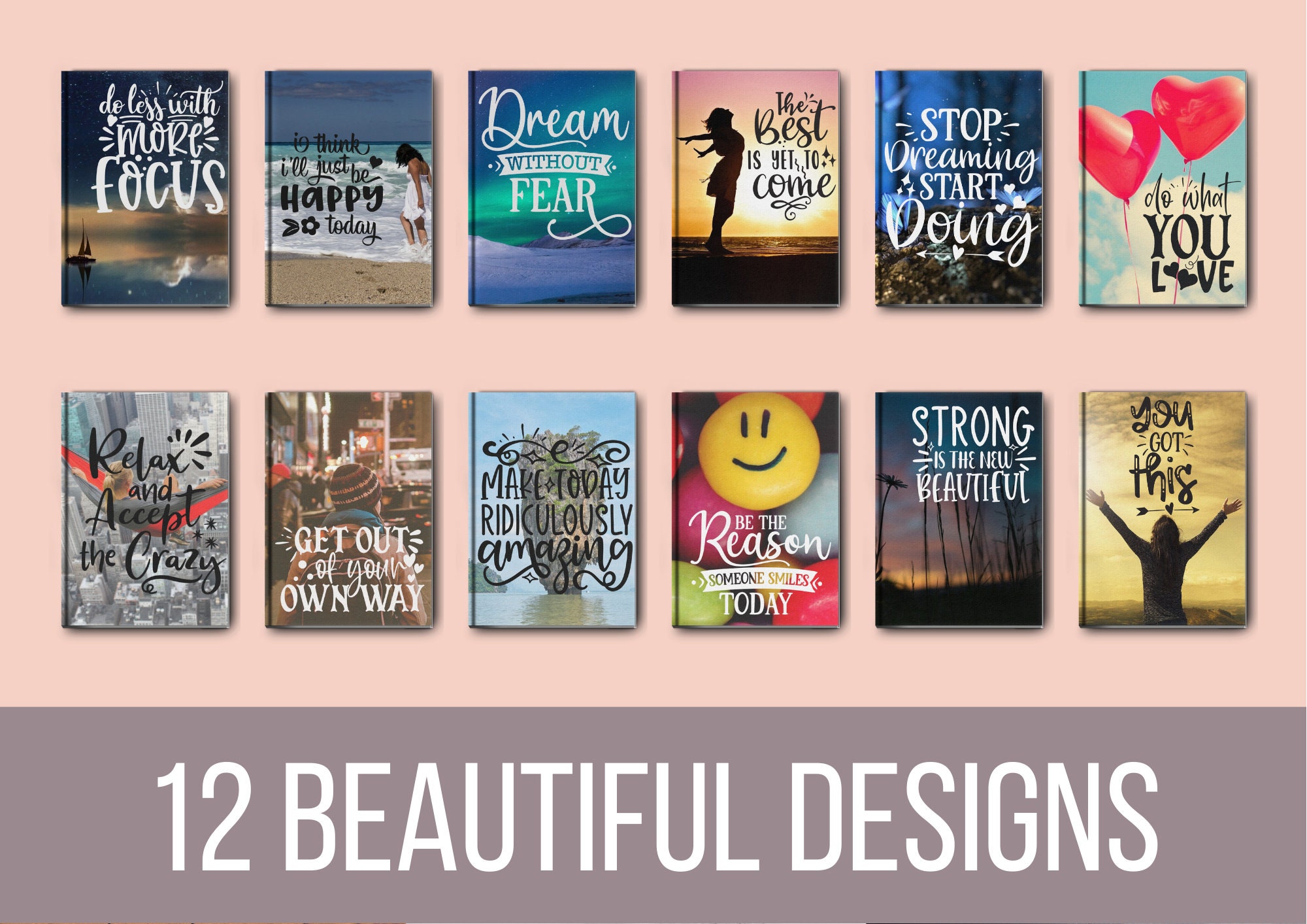 12 PHOTO MOTIVATIONAL QUOTES Digital Notebook Covers - Etsy