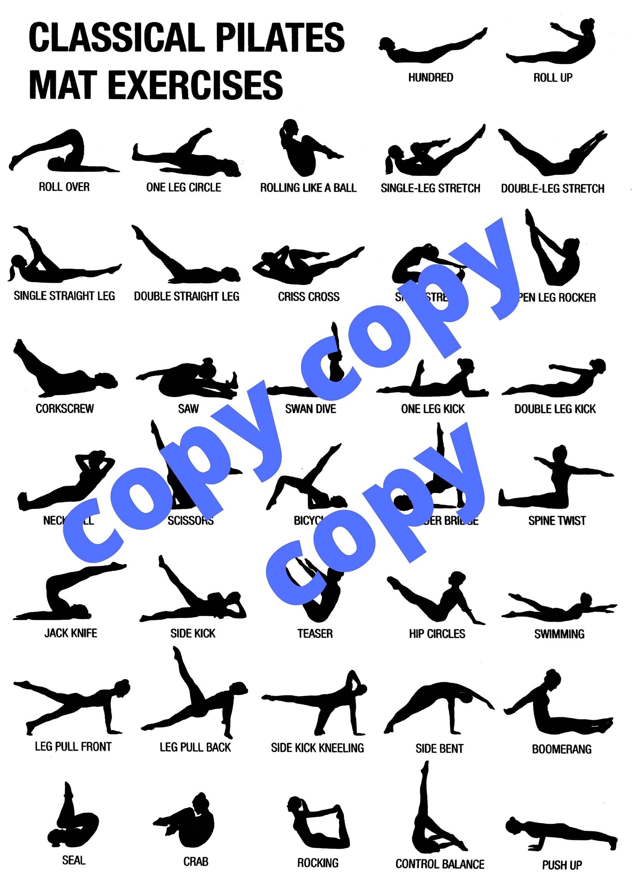 Classical Pilates Mat Exercises Chart Digital Download Wall | Etsy Classical Pilates Mat Exercises Chart Digital Download Wall | Etsy