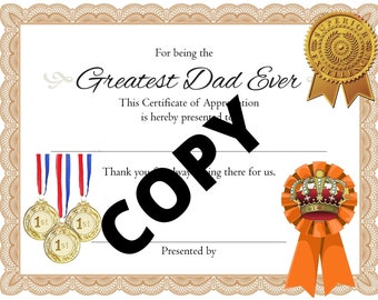 Best Dad Certificate - Etsy