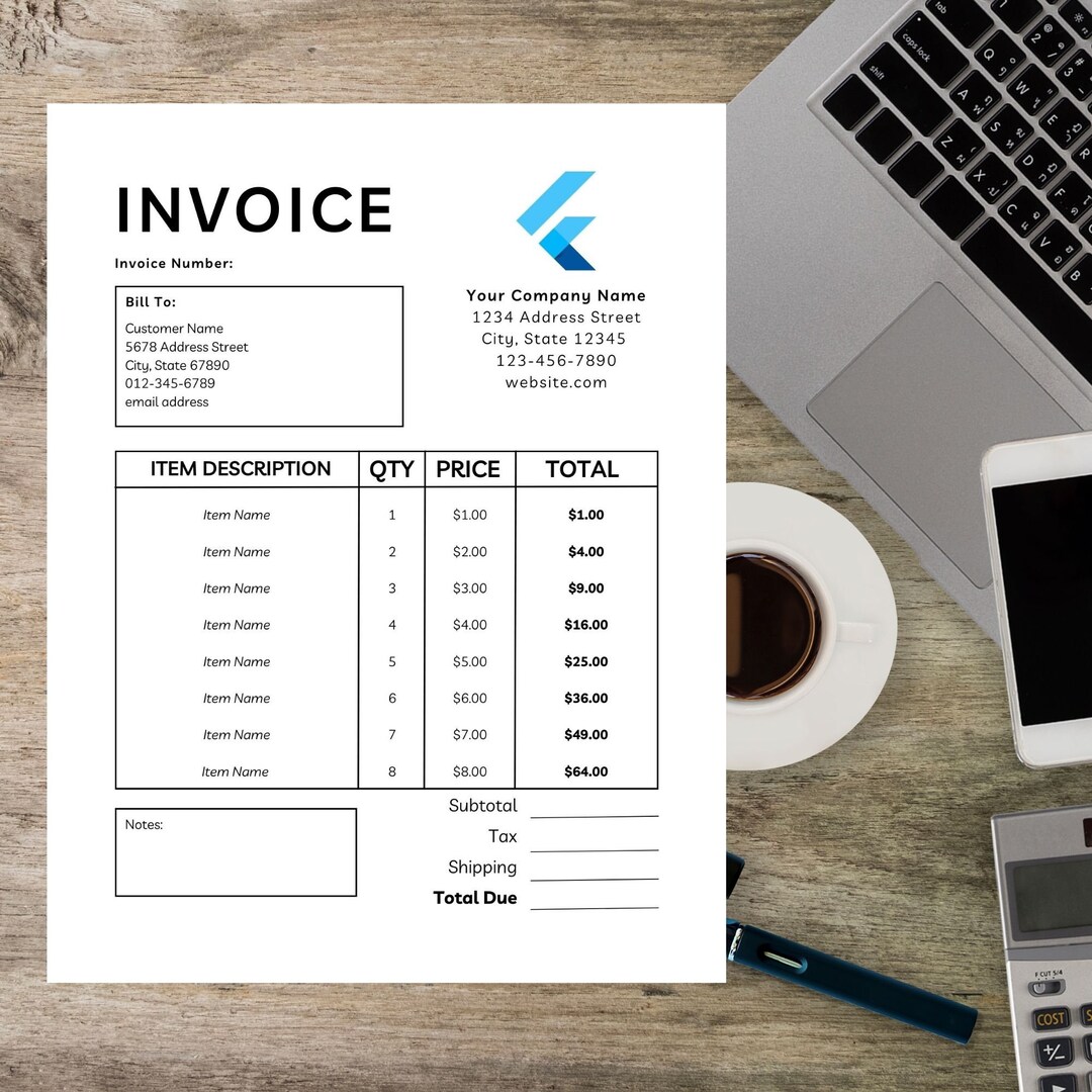 Basic Editable Invoice Template Instant Download Invoice - Etsy Ireland