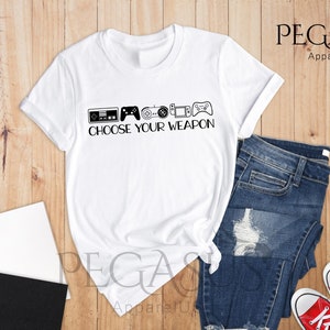 Choose Your Weapon Gamer Shirt, Gamer Console Gift Tee, Gamer T Shirt ...