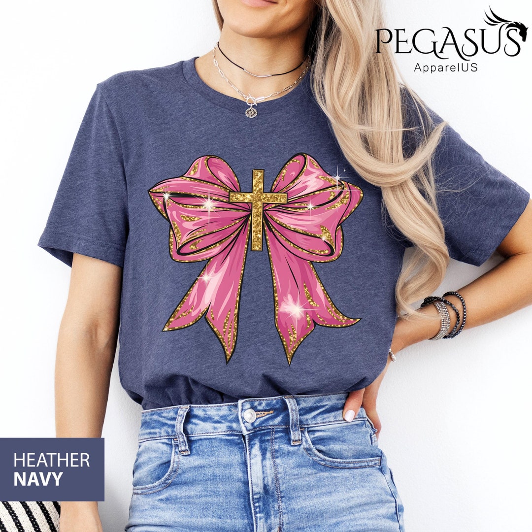 Cross Coquette Bow Shirt, Christian Shirt, Gift for Christian, Pink Bow ...
