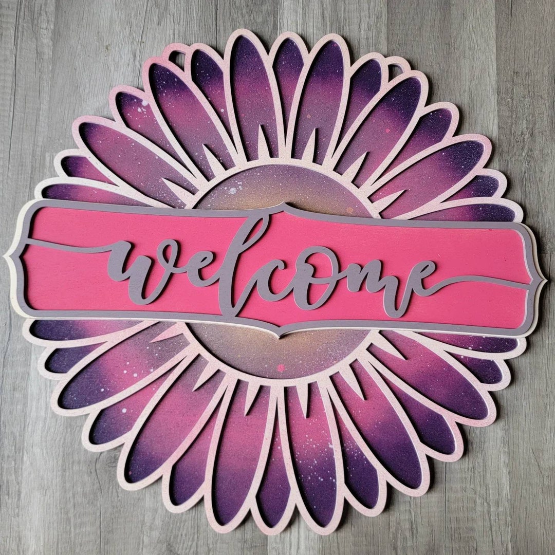 Personalized Daisy Welcome Sign: Hand-painted Layered Wood - Etsy