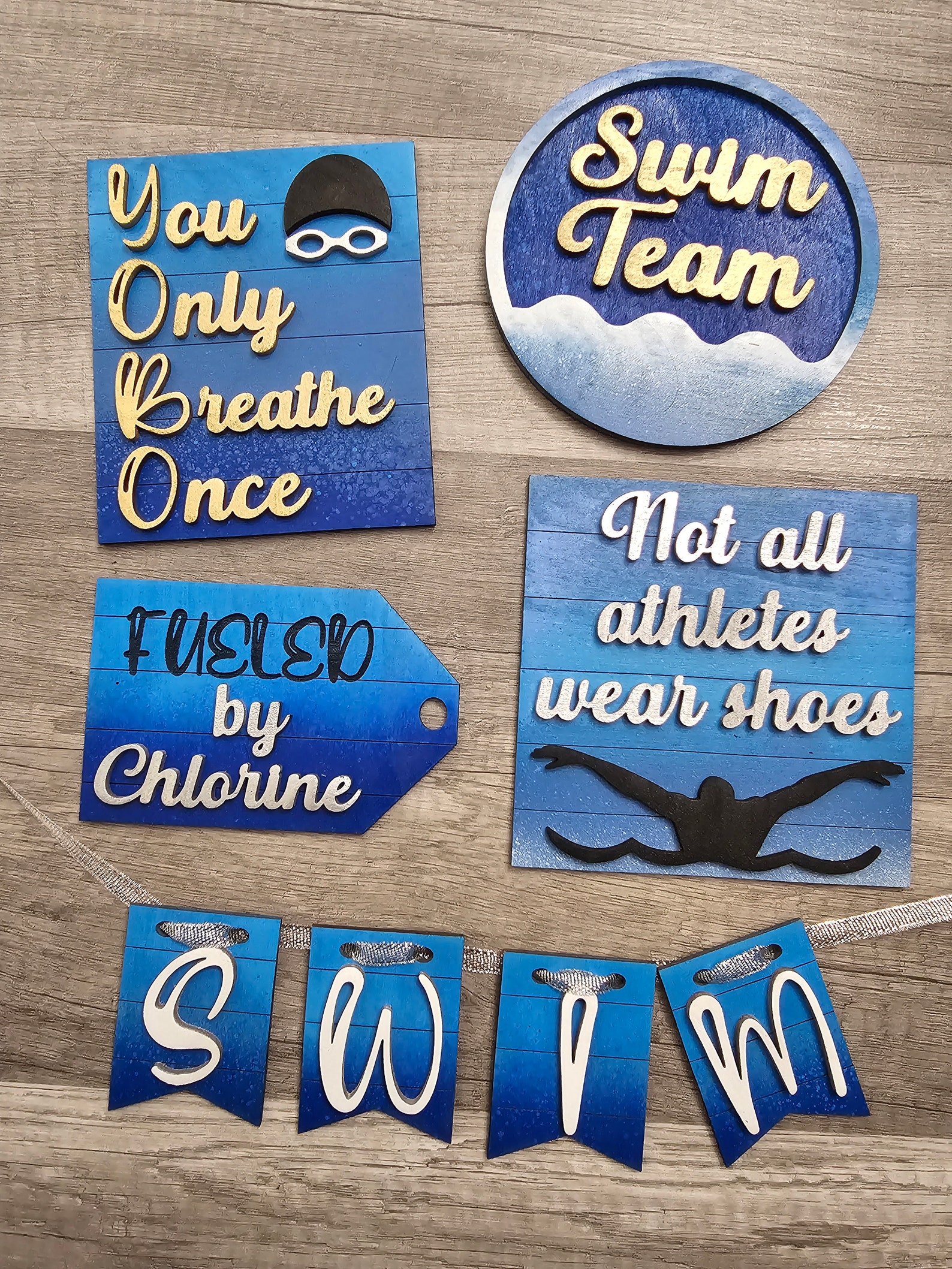 Hand Painted Layered Wood Swim Team Decor - Etsy