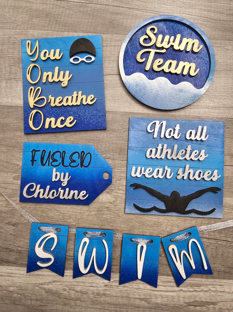 Hand Painted Layered Wood Swim Team Decor - Etsy
