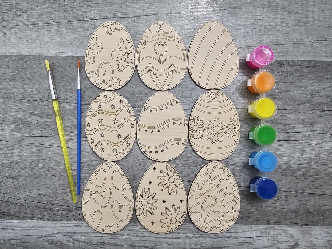 Personalized Wood Easter Egg Craft Kit: Paint and Brushes Included - Etsy