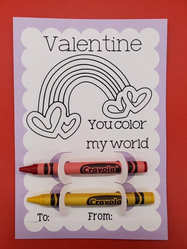 Unicorn Rainbow Valentine Cards: Kids Coloring Valentines, 2-pack - Etsy