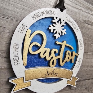 Personalized Pastor Ornament, Custom Pastor Ornament, Pastor Christmas ...