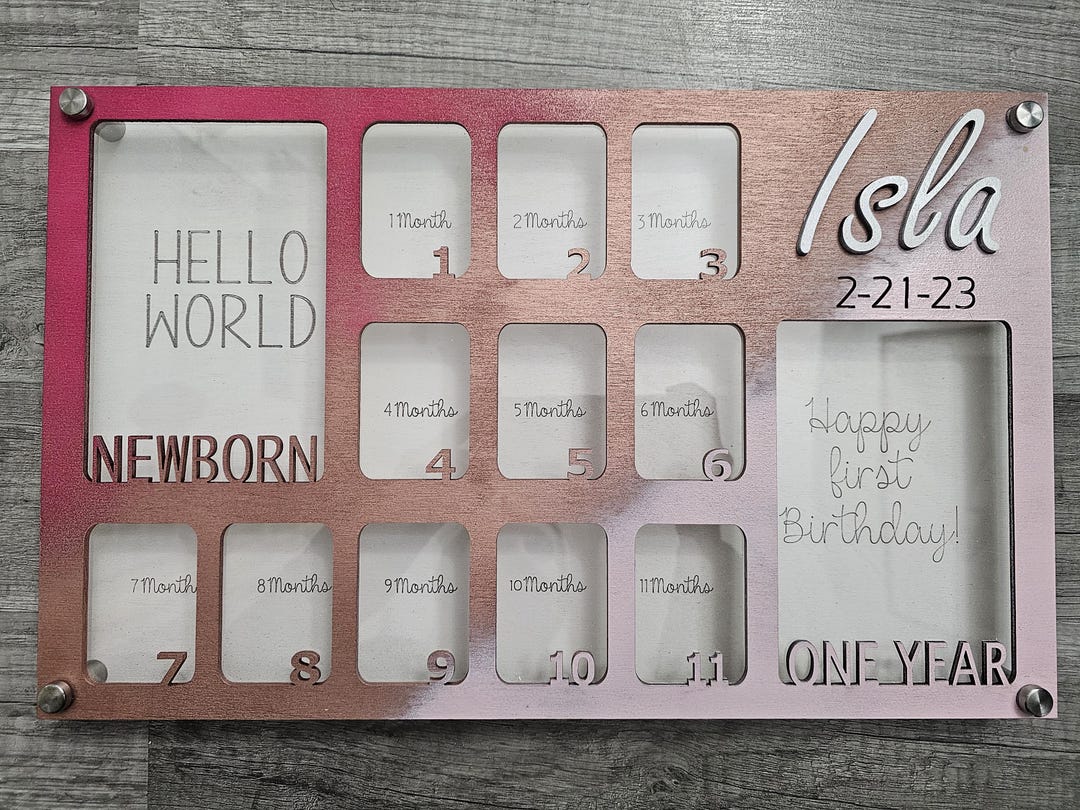 Baby Monthly Milestone Photo Frame, Monthly Baby Pics, Baby Shower Gift ...