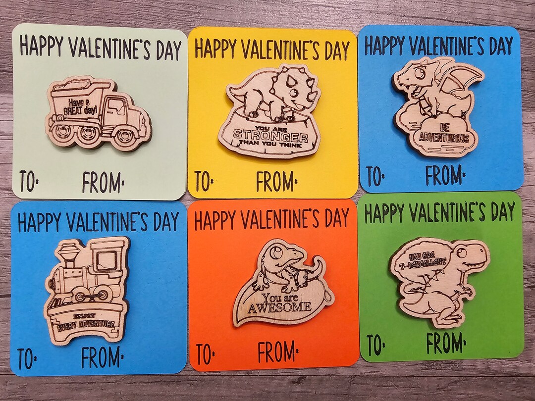 Dinosaur Valentine's Day Cards: Wood Pocket Hugs, Classroom Valentines ...